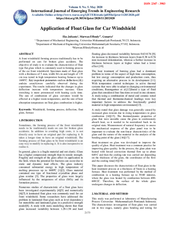 (PDF) Application of Float Glass for Car Windshield