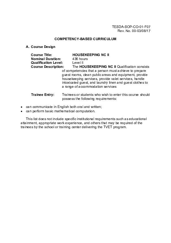 (DOC) Competency Based Curriculum HOUSE