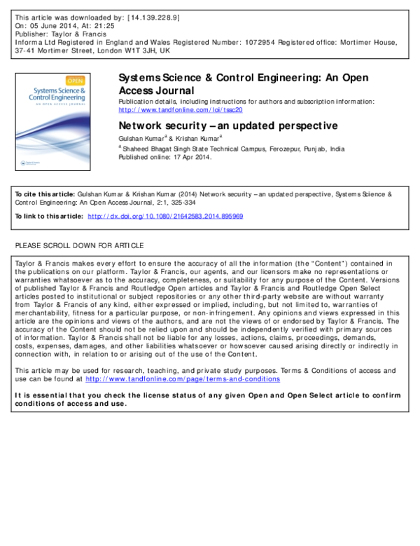 (PDF) Network security – an updated perspective