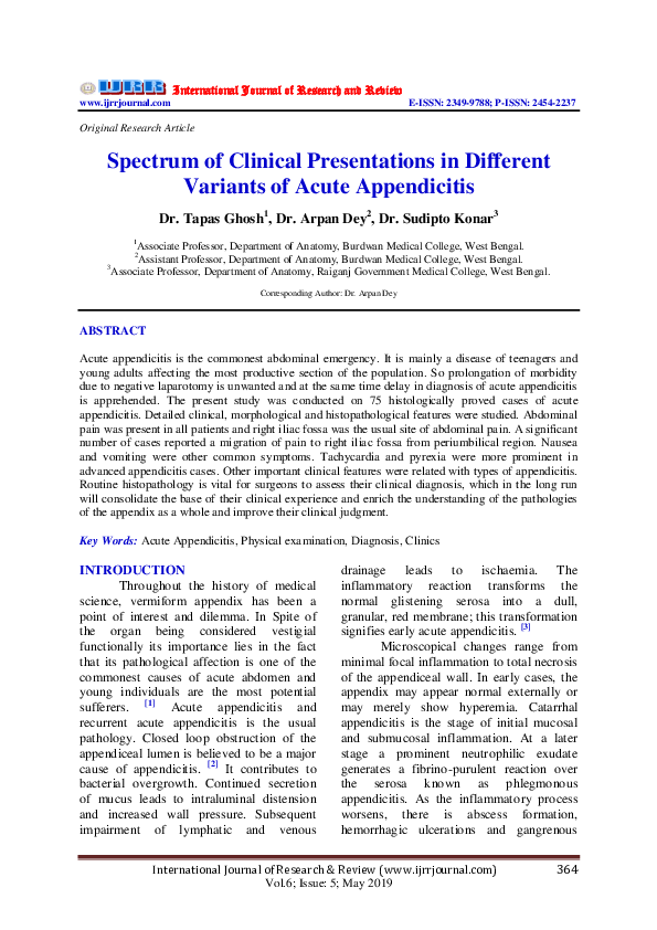 (PDF) Spectrum of Clinical Presentations in Different Variants of Acute ...