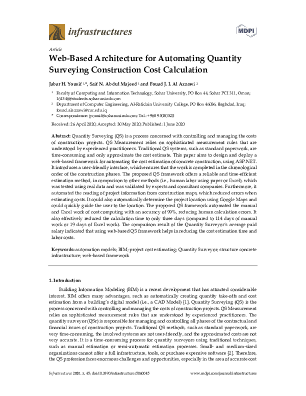 (PDF) Web-Based Architecture for Automating Quantity Surveying Construction Cost Calculation