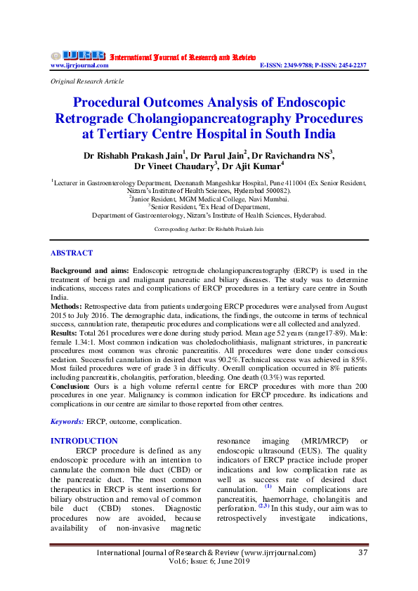 (PDF) Indications, outcomes and complications of therapeutic endoscopic ...