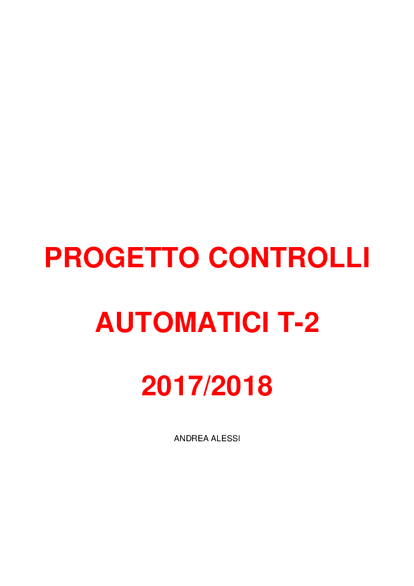 (PDF) PROGETTO REGOLATORE CONTROLLI AUTOMATICI