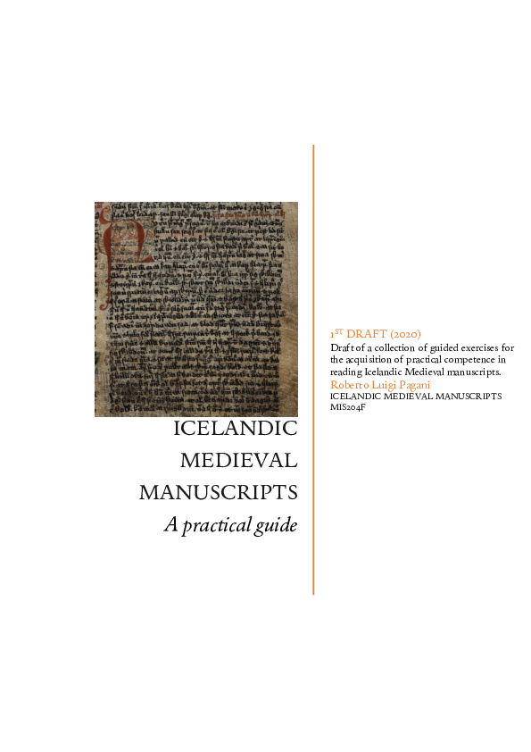 (PDF) ICELANDIC MEDIEVAL MANUSCRIPTS A practical guide