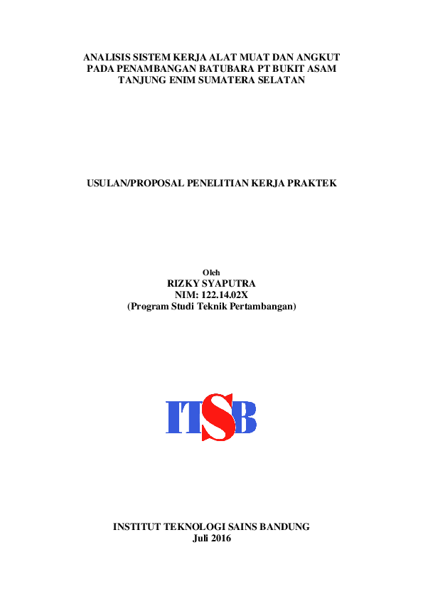 (PDF) ANALISIS SISTEM KERJA ALAT MUAT DAN ANGKUT PADA PENAMBANGAN ...