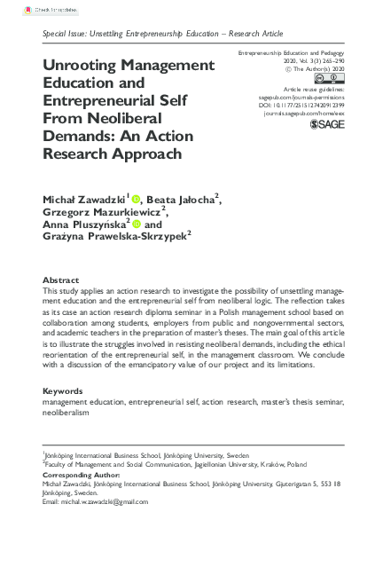 (PDF) Unrooting Management Education and Entrepreneurial Self From ...