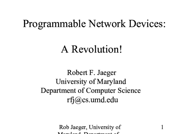 Pdf Programmable Network Devices