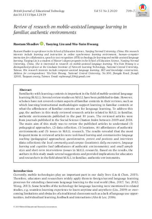 (PDF) Review of research on mobile-assisted language learning in ...