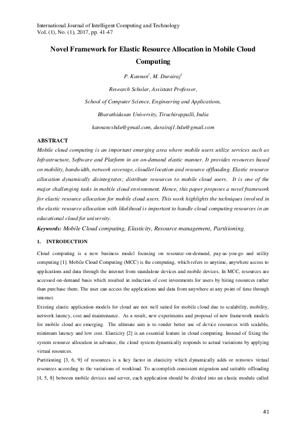 (PDF) Novel Framework for Elastic Resource Allocation in Mobile Cloud Computing