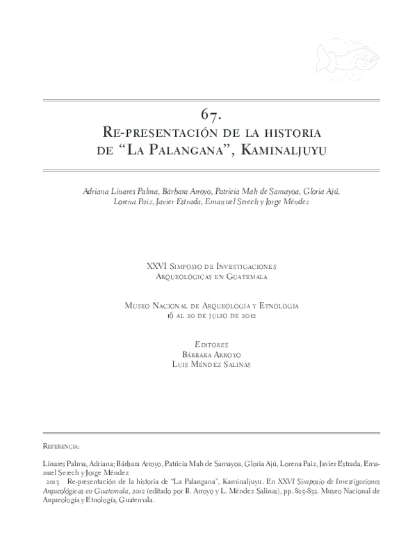 Pdf Re Presentación De La Historia De La Palangana Kaminaljuyu