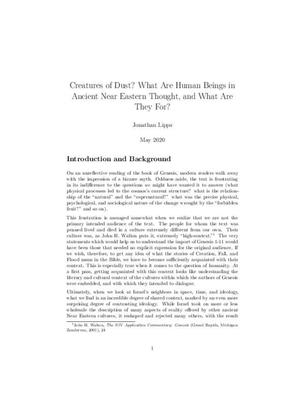 (PDF) Creatures of Dust? What Are Human Beings in Ancient Near Eastern ...