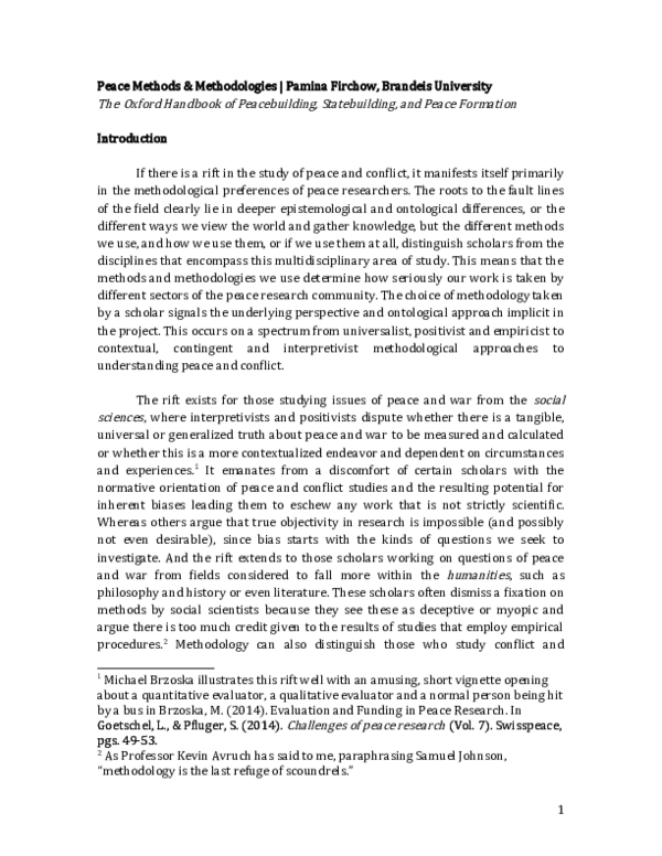 (DOC) Peace Methods & Methodologies