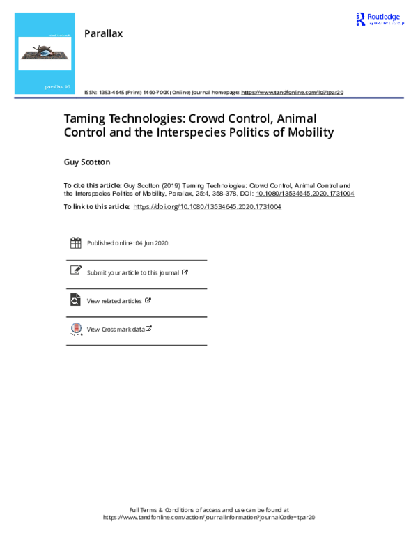 (PDF) Taming Technologies: Crowd Control, Animal Control and the ...