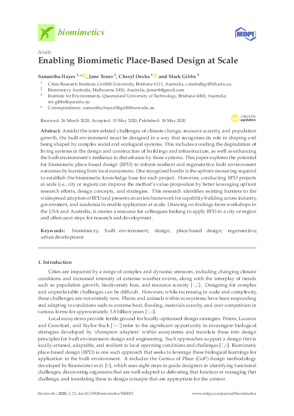 (PDF) Enabling Biomimetic Place-Based Design at Scale