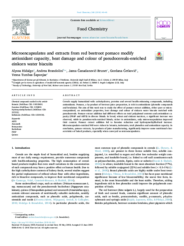 (PDF) Microencapsulates and extracts from red beetroot pomace modify ...