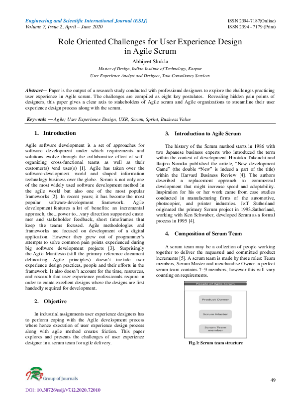 (PDF) Role Oriented Challenges for User Experience Design in Agile Scrum