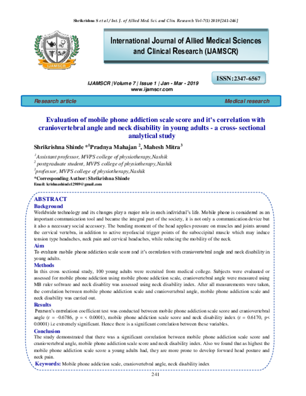 (PDF) Evaluation of mobile phone addiction scale score and it’s ...