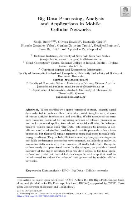Pdf Big Data Processing Analysis And Applications In Mobile Cellular Networks Ciprian 8413