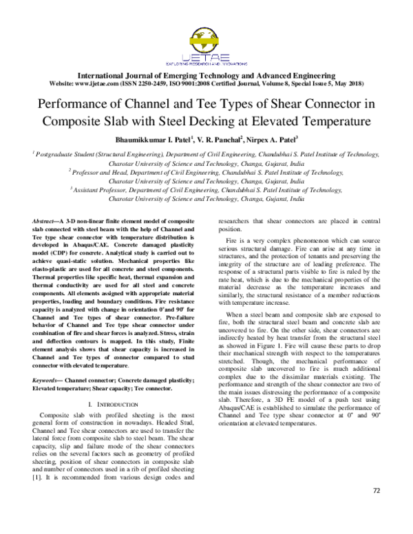 (PDF) Performance of Channel and Tee Types of Shear Connector in ...