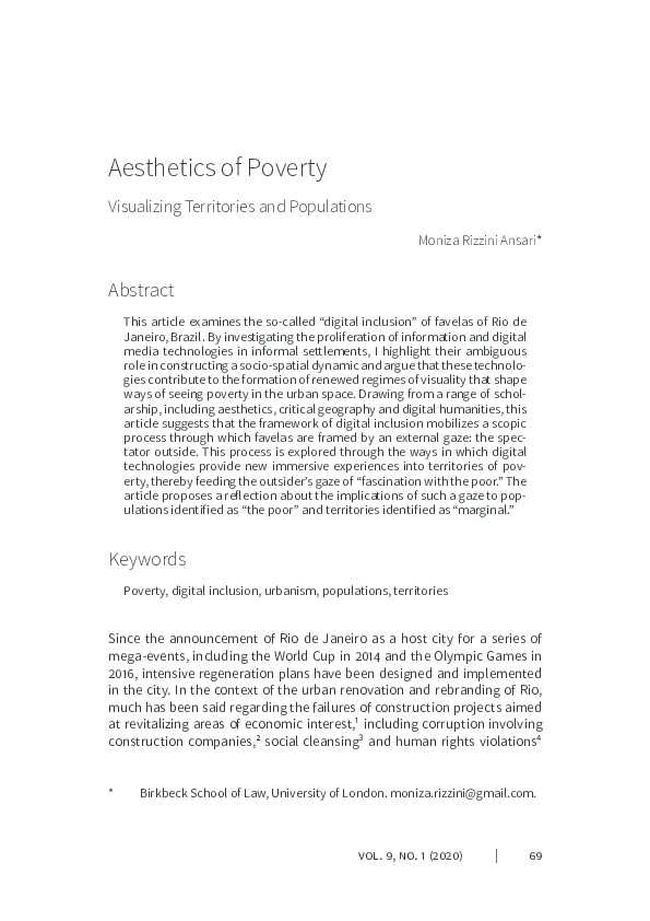 (PDF) Aesthetics of Poverty: Visualizing Territories and Populations