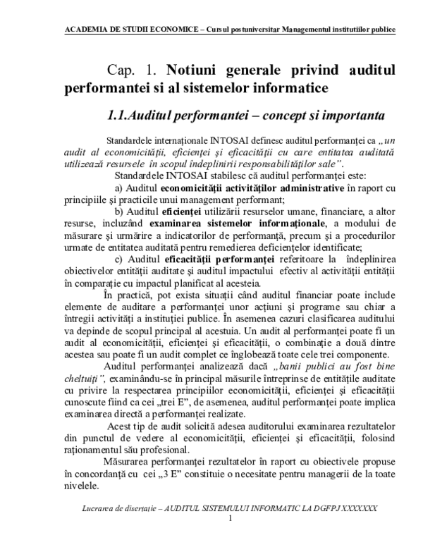 (DOC) Disertatie audit IT PARTEA TEORETICA