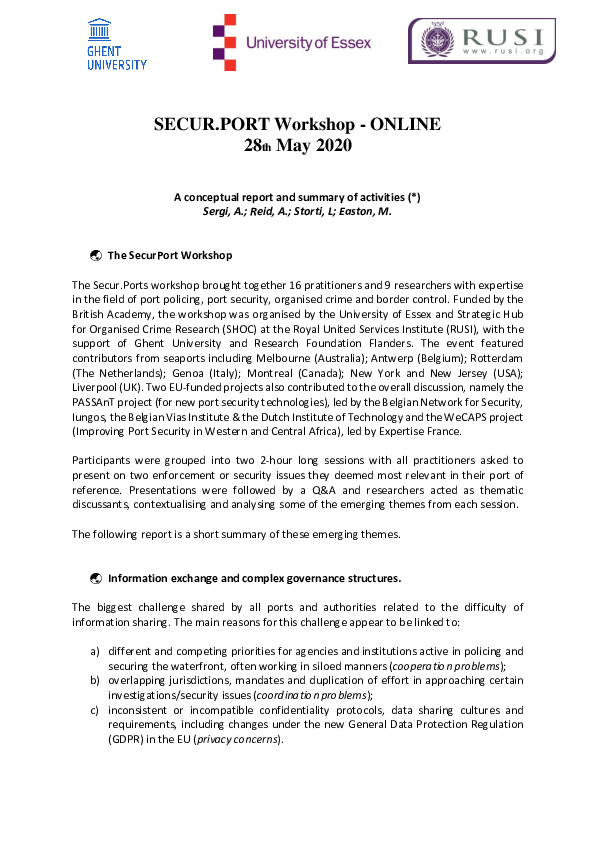 (PDF) SECUR.PORT Workshop -ONLINE 28th May 2020 A conceptual report and ...