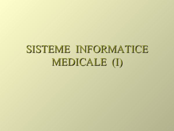 (PPT) Sisteme informatice în asistență primară