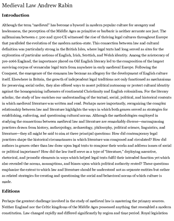 (PDF) Medieval Law | Andrew Rabin - Academia.edu
