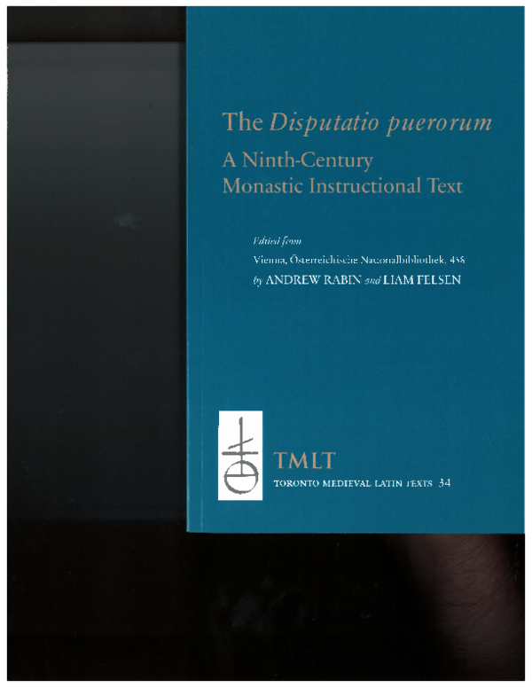 (PDF) The Disputatio puerorum: A Ninth-Century Monastic Instructional Text