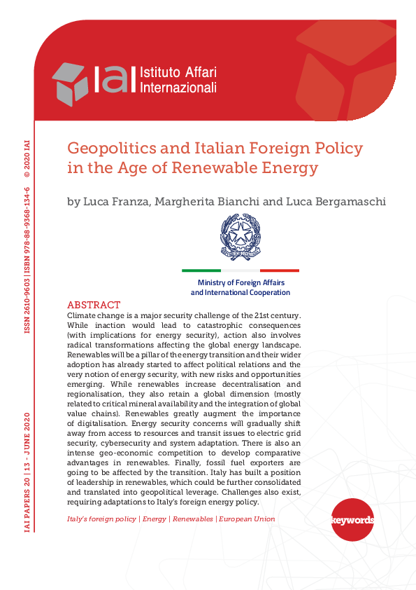 (PDF) Geopolitics and Italian Foreign Policy in the Age of Renewable Energy