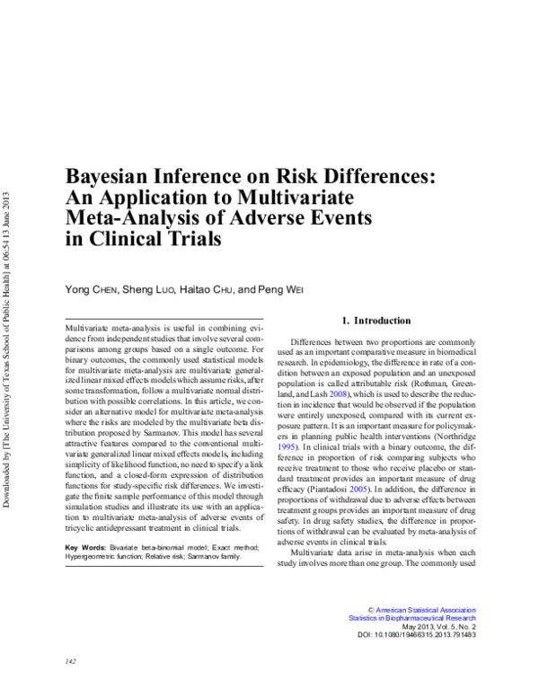 Pdf Bayesian Inference On Risk Differences An Application To