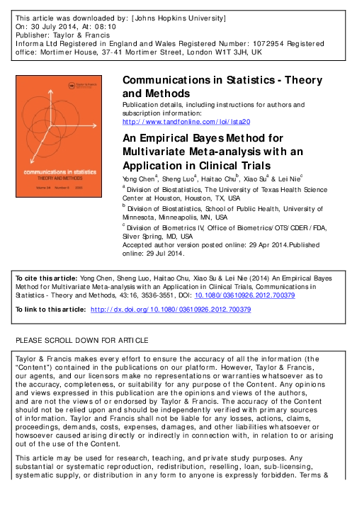 (PDF) An Empirical Bayes Method for Multivariate Meta-analysis with an Application in Clinical ...