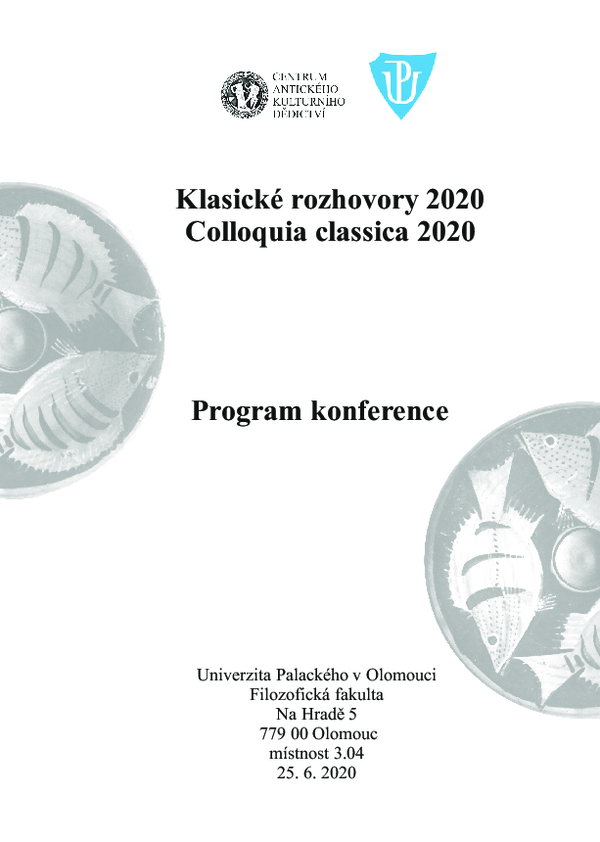 (PDF) Klasické rozhovory 2020 Colloquia classica 2020 Program konference