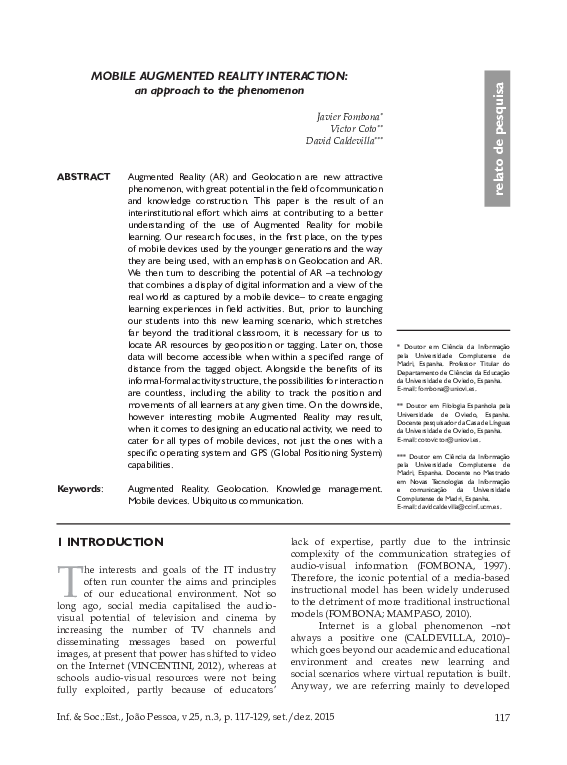 Pdf Mobile Augmented Reality Interaction An Approach To The Phenomenon
