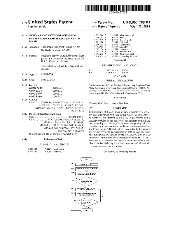 Pdf Us8867708 Systems And Methods For Visual Presentation And Selection Of Ivr Menu