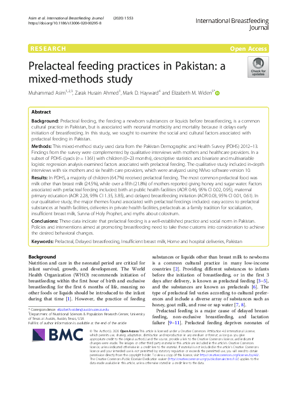 (PDF) Asim et al 2020 International Breastfeeding Journal