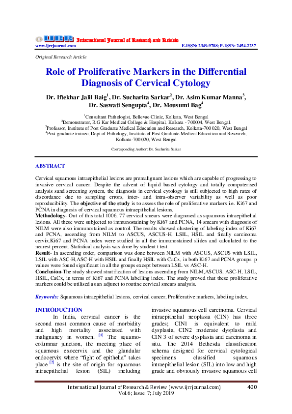 (PDF) Role of Proliferative Markers in the Differential Diagnosis of ...