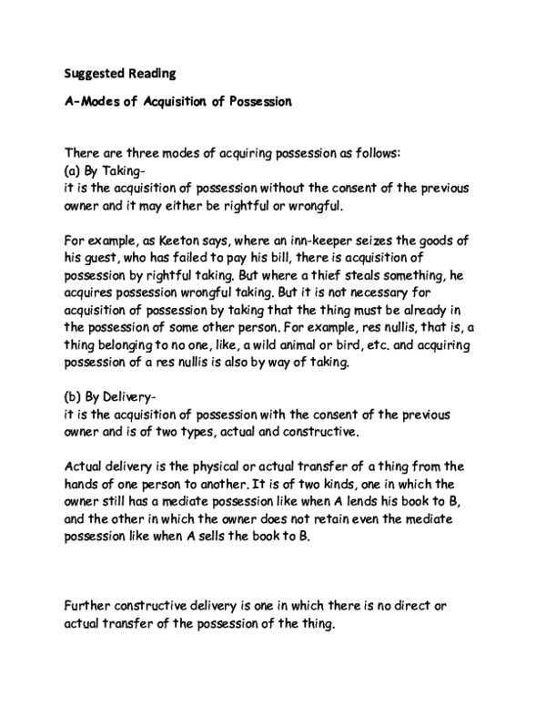 (PDF) A-Modes of Acquisition of Possession