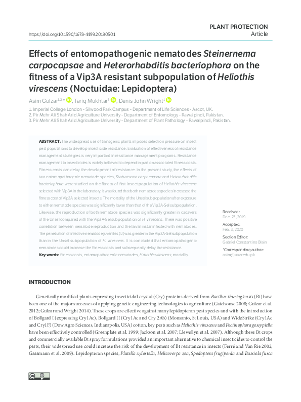 (PDF) Effects of entomopathogenic nematodes Steinernema carpocapsae and Heterorhabditis ...