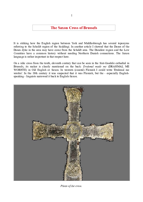 The Saxon Cross of Brussels