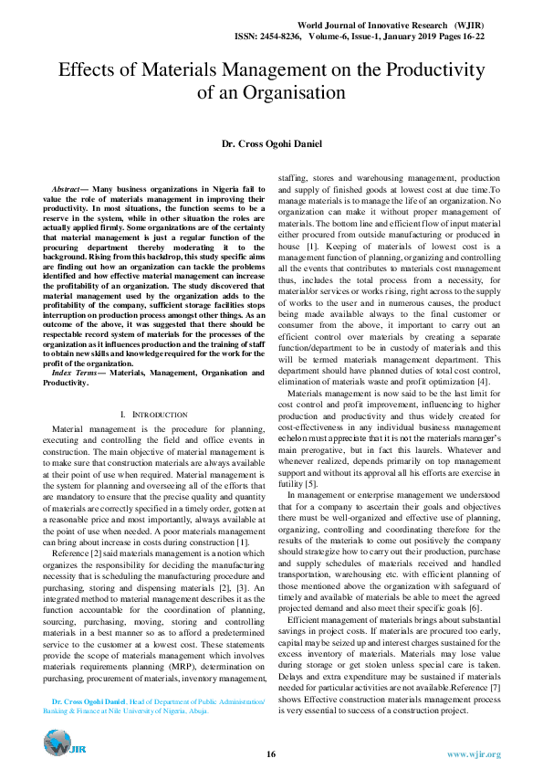 (PDF) Materials management