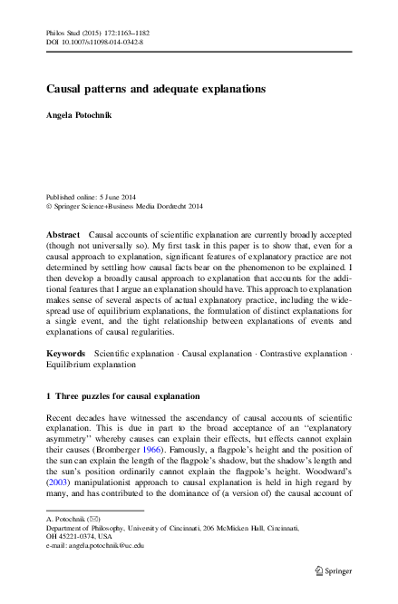 (PDF) Causal patterns and adequate explanations