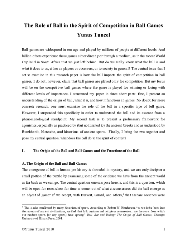 (PDF) The Role of Ball in the Spirit of Competition in Ball Games Yunus ...