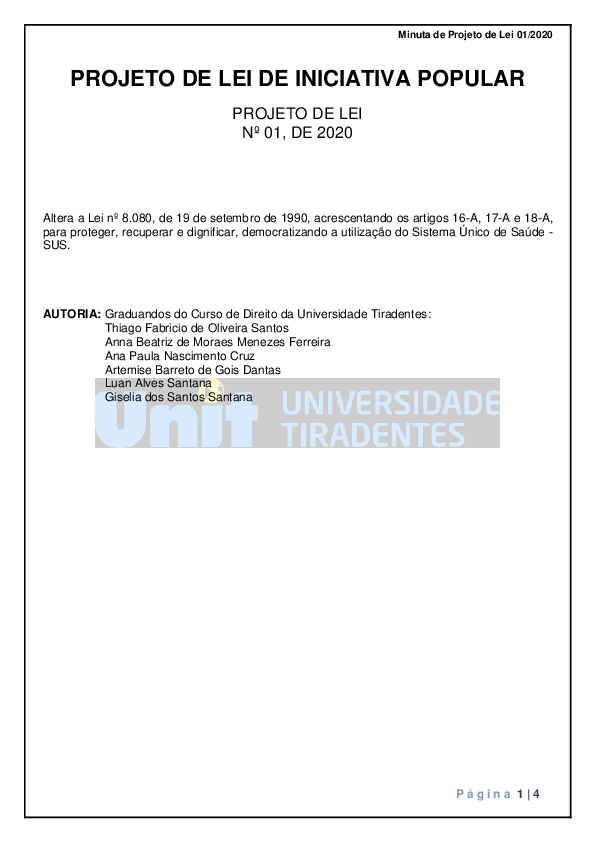 (PDF) PROJETO DE LEI DE INICIATIVA POPULAR