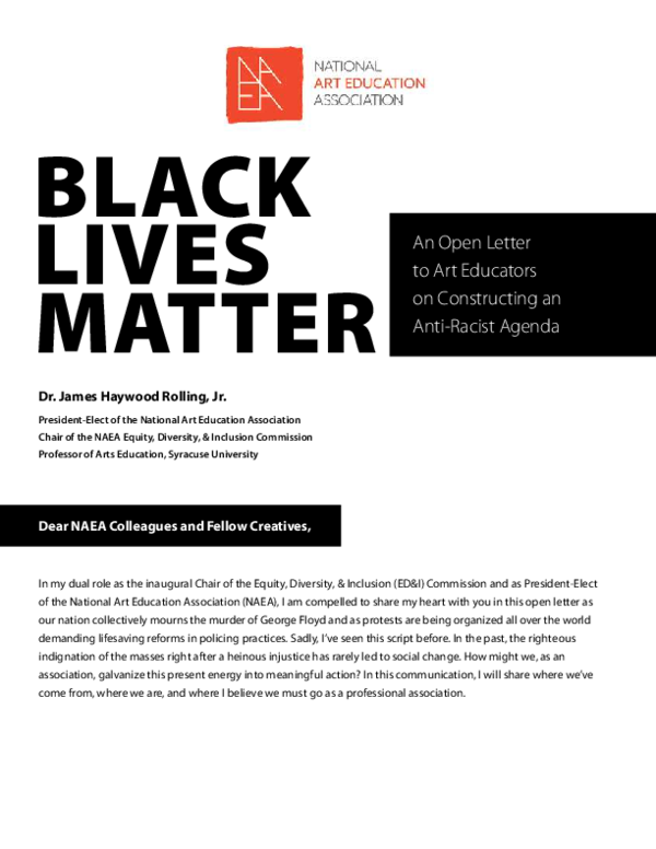 (PDF) Black Lives Matter: An Open Letter to Art Educators on ...