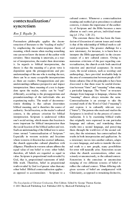 (PDF) Contextualization/Syncretism
