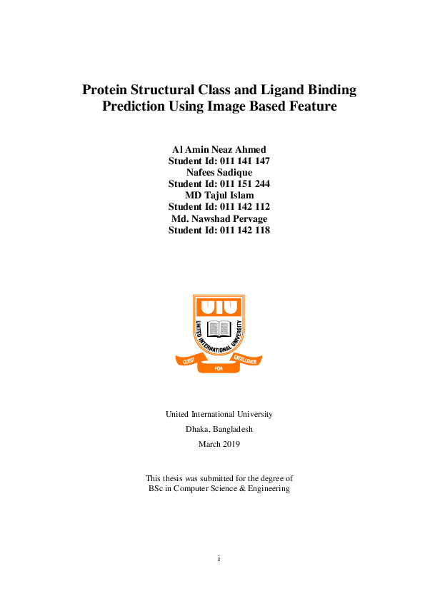 Pdf Protein Structural Class And Ligand Binding Prediction Using Image Based Feature