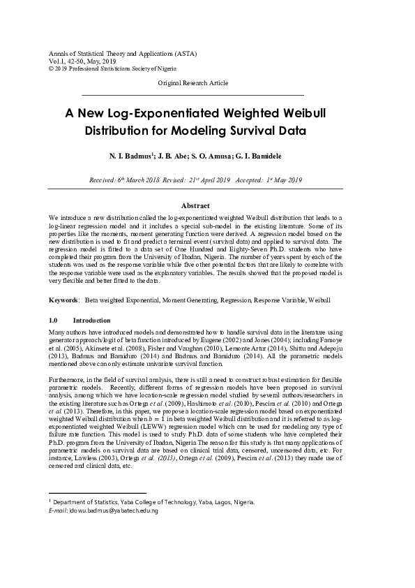 (PDF) A New Log-Exponentiated Weighted Weibull Distribution for ...