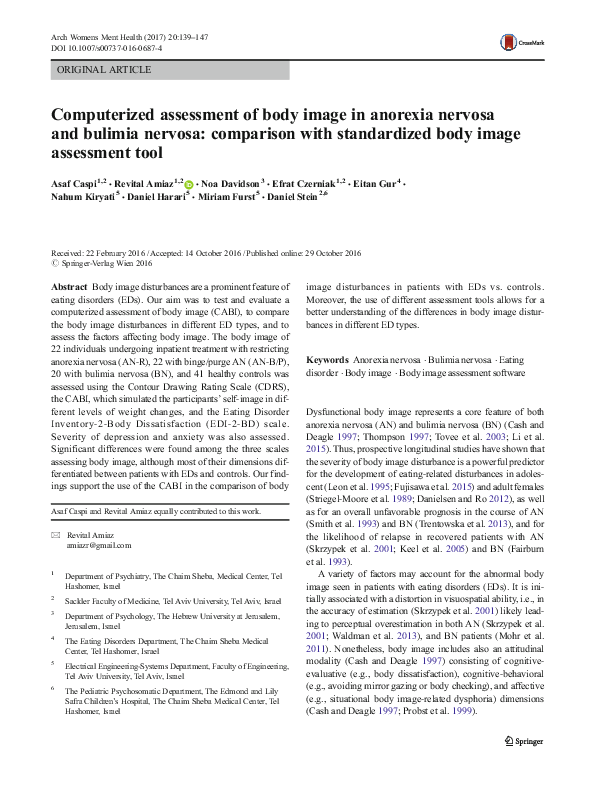 (PDF) Computerized assessment of body image in anorexia nervosa and ...
