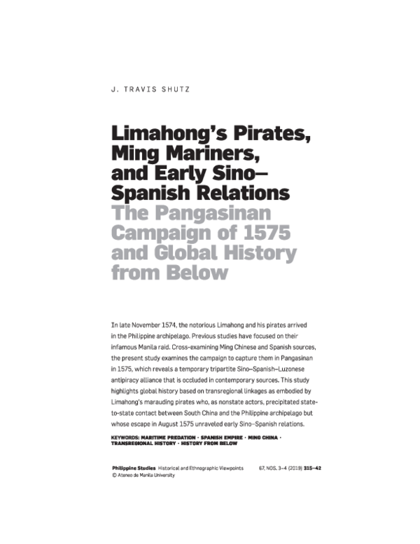 (PDF) Limahong's Pirates Ming Mariners and Early Sino-Spanish Relations ...